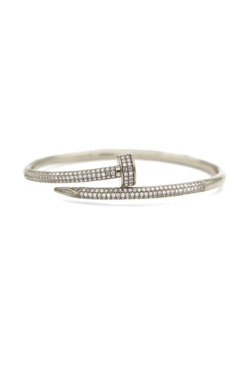 Pavé Nail Bracelet Silver – Clio Twist Bangle | Stackable
